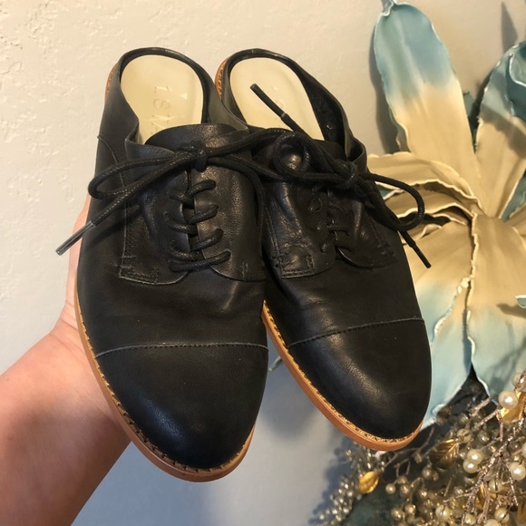 1. State | Shoes | State Black Leather Tie Front Mules | Poshmark